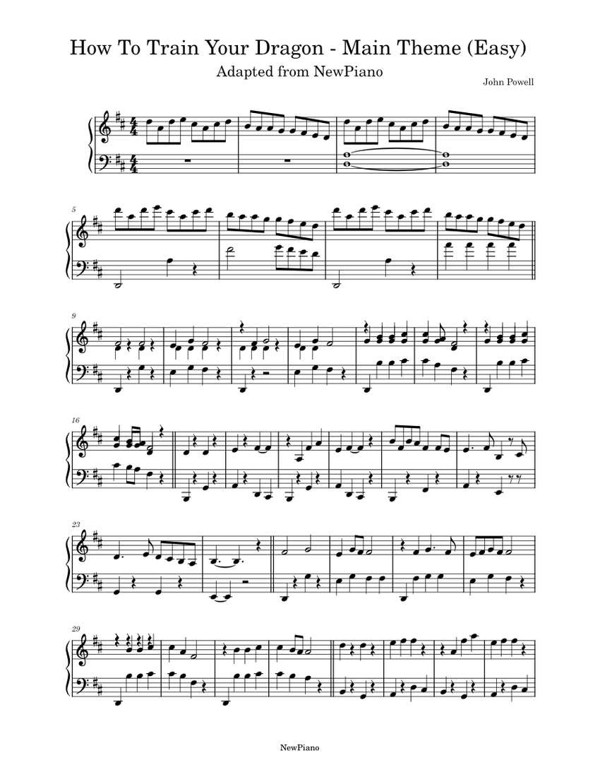 How To Train Your Dragon (easy) – Hans Zimmer How To Train Your Dragon ...