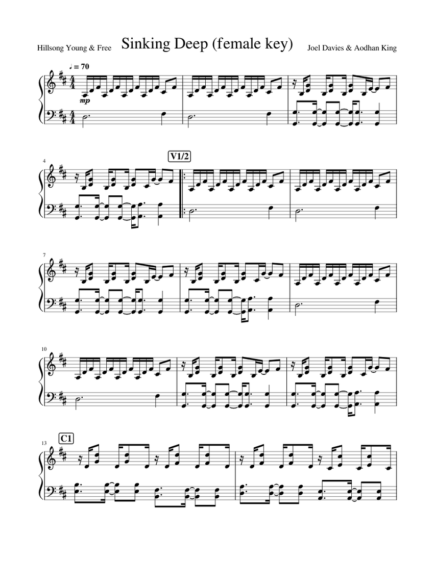 Sinking Deep (female key) Sheet Music for Piano (Solo) | MuseScore.com