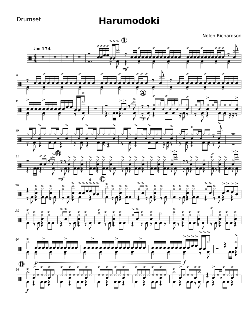 Harumodoki - Nagi Yanagi Sheet Music for Drum group (Solo) | MuseScore.com