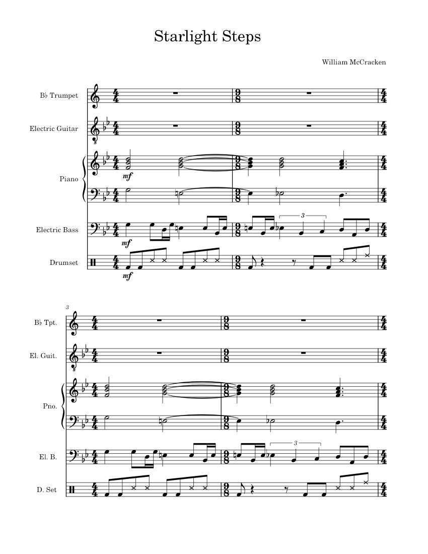 Starlight Steps Sheet music for Piano, Trumpet in b-flat, Guitar, Bass ...