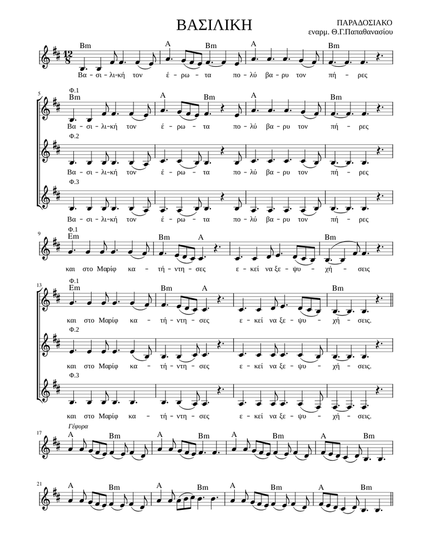 ΒΑΣΙΛΙΚΗ Sheet music for Vocals (Men’s Choir) | Musescore.com