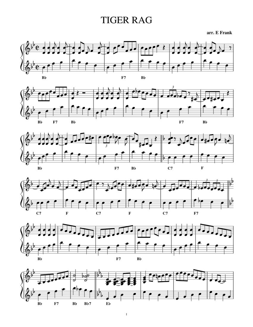 TIGER RAG boggie Erik Frank Sheet music for Accordion (Solo ...
