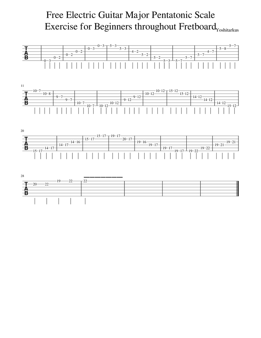 Free Electric Guitar Major Pentatonic Scale Exercise for Beginners ...