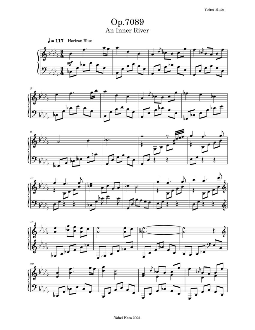 Op.7089 An Inner River Sheet music for Piano (Solo) | Musescore.com