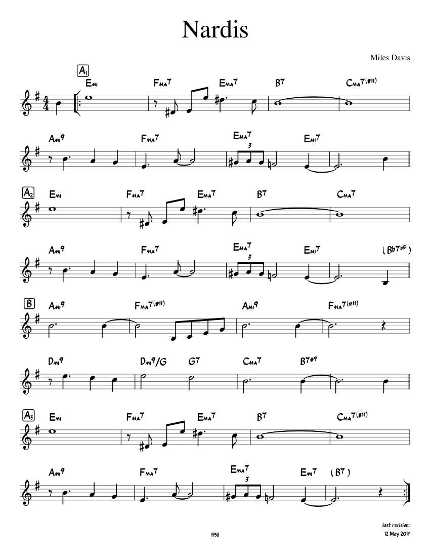Nardis Sheet Music for Piano (Solo) Easy | MuseScore.com