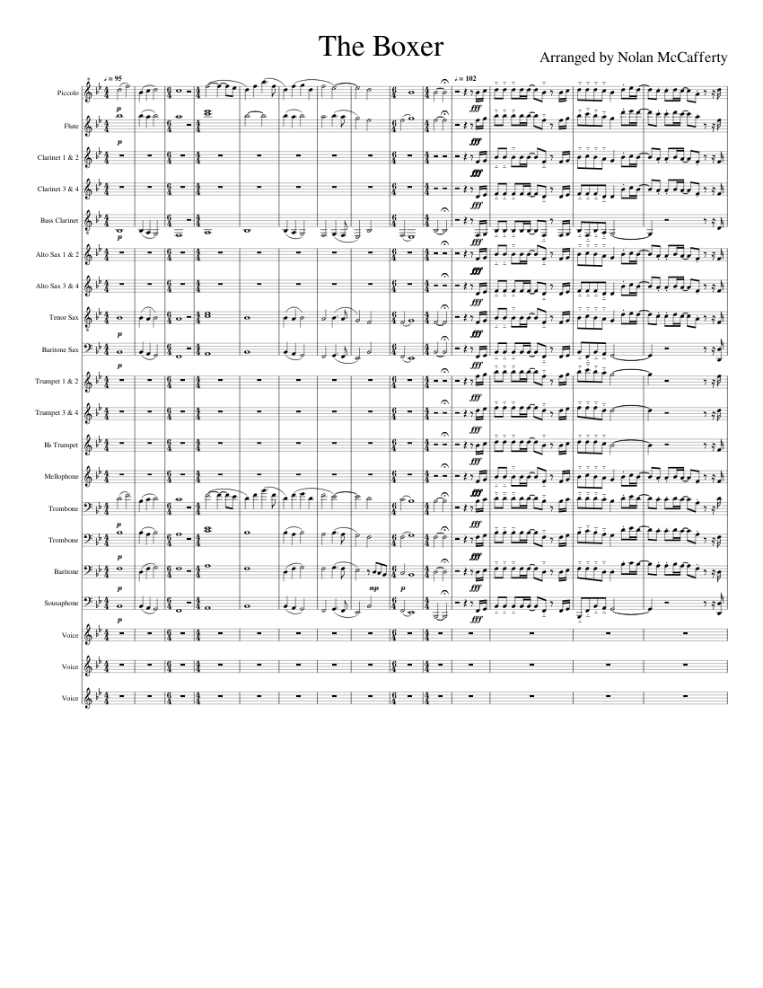The Boxer Sheet music for Trombone, Tuba, Vocals, Flute piccolo & more ...