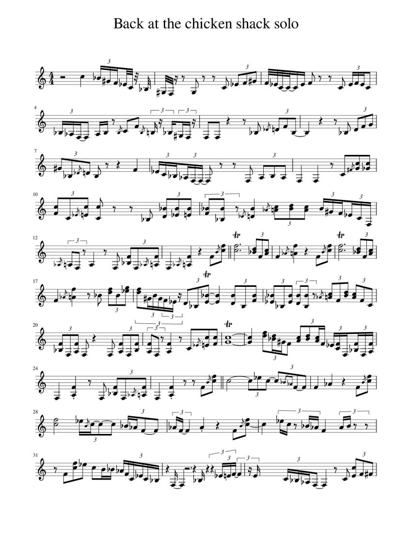 Back at the chicken shack solo Sheet Music for Piano (Solo) Easy ...