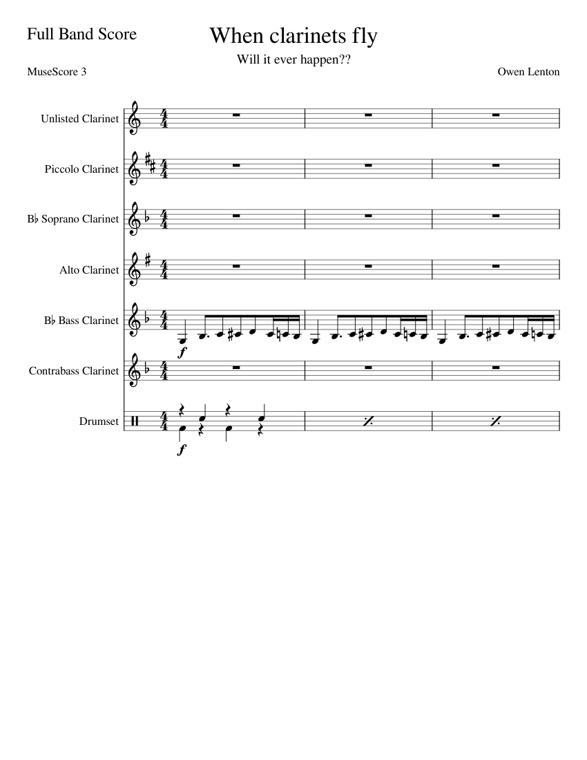 When clarinets fly Sheet music for Clarinet in b-flat, Clarinet bass ...
