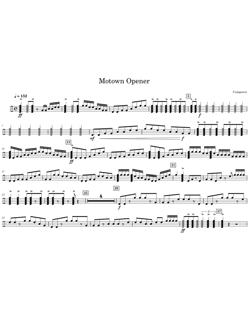 Motown Opener Sheet music for Bass drum (Drum Corps (Modern ...