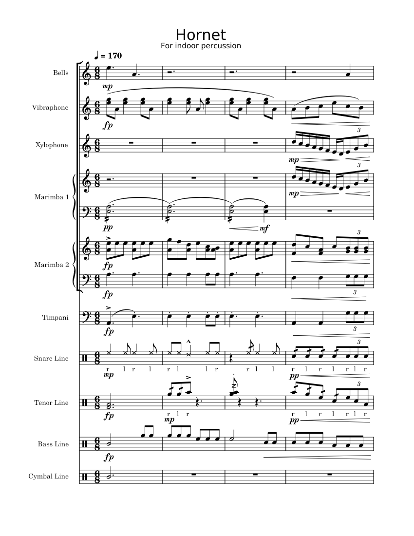 Hornet – Christopher Larkin Hornet Sheet music for Timpani, Vibraphone ...