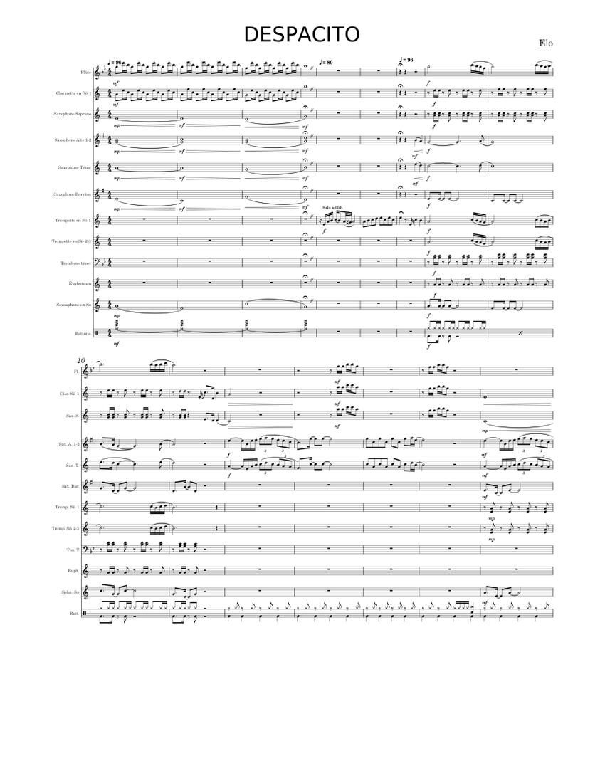 despacito – Luis Fonsi Sheet music for Euphonium, Trombone tenor, Flute ...