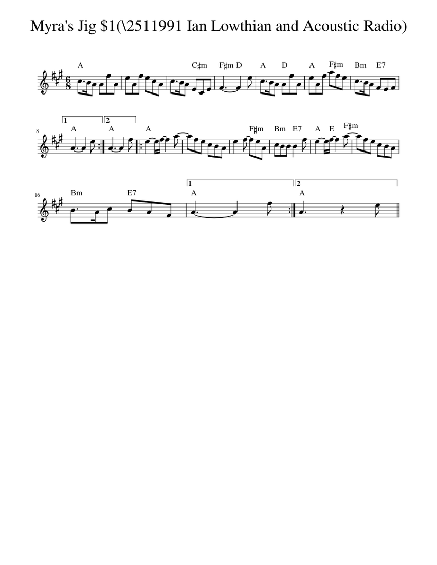 Myra's Jig (2511991 Ian Lowthian and Acoustic Radio) Sheet music for ...