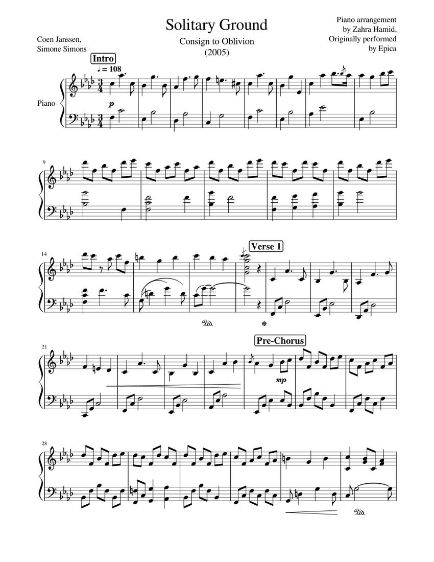 Solitary Ground Sheet Music for Piano (Solo) | MuseScore.com