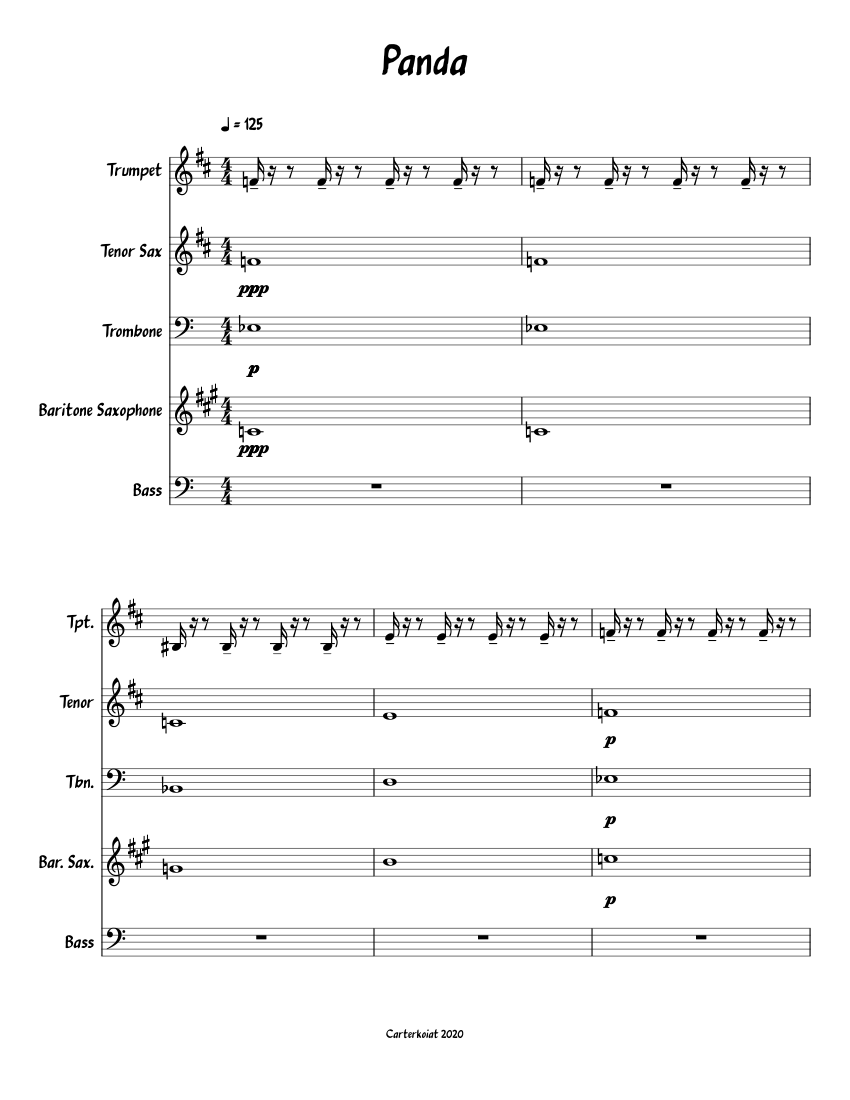 Panda Meute transcription Sheet music for Trombone, Saxophone tenor ...