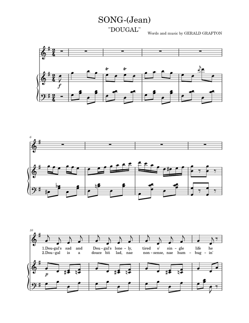 Dougal – Gerald Grafton (1906) Sheet music for Piano, Vocals (Piano ...