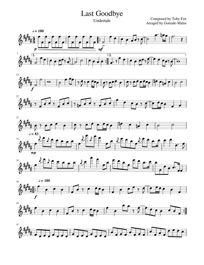 Last Goodbye - Violin Solo Sheet Music for Violin (Solo) | MuseScore.com