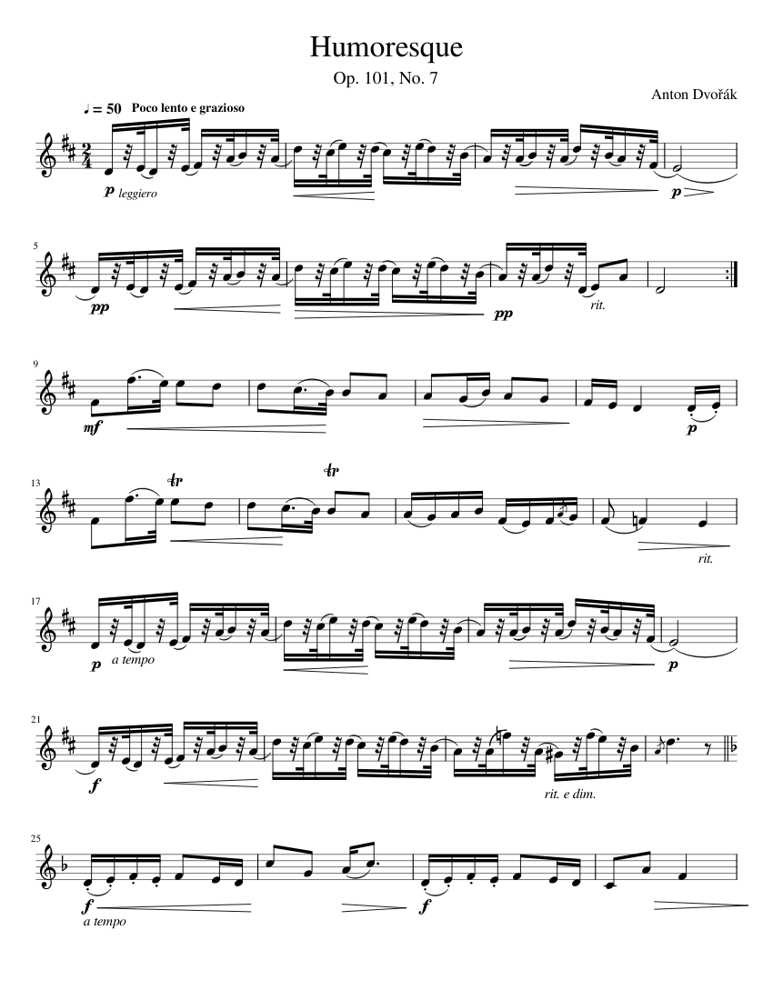 Dvorak_Humoresque Sheet music for Flute (Solo) | Musescore.com