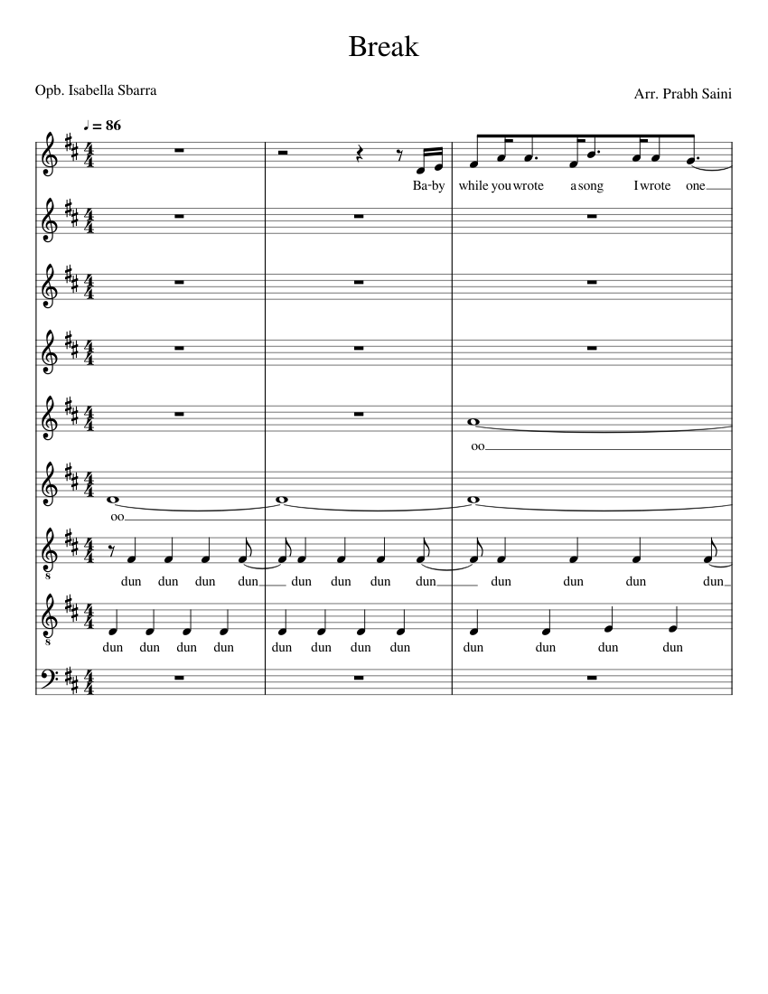 Break Sheet music for Piano, Harpsichord (A Capella) | Musescore.com