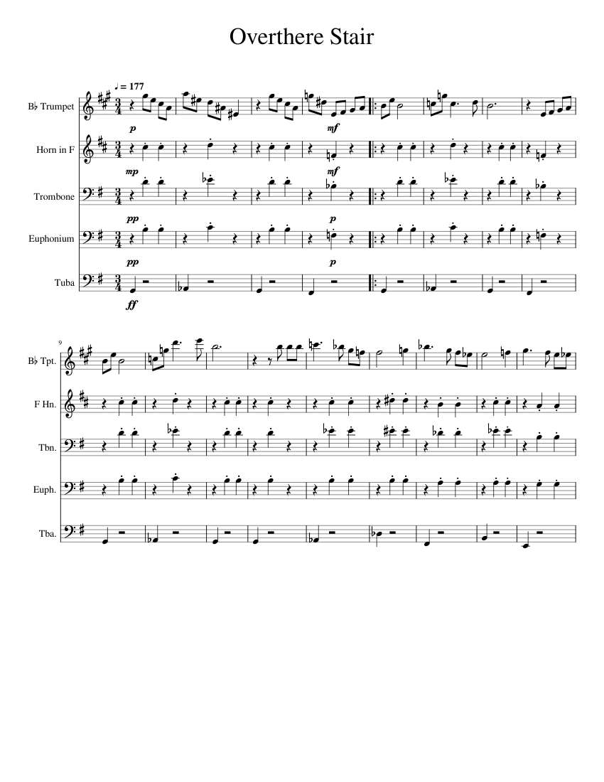 The Overthere Sheet music for Trombone, Euphonium, Tuba, Trumpet in b ...