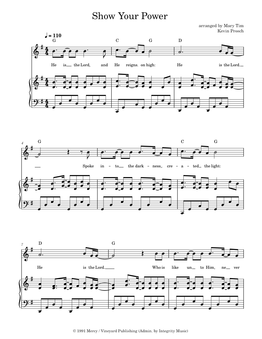 Show your power - Kevin Prosch Sheet Music for Piano, Vocals (Piano ...