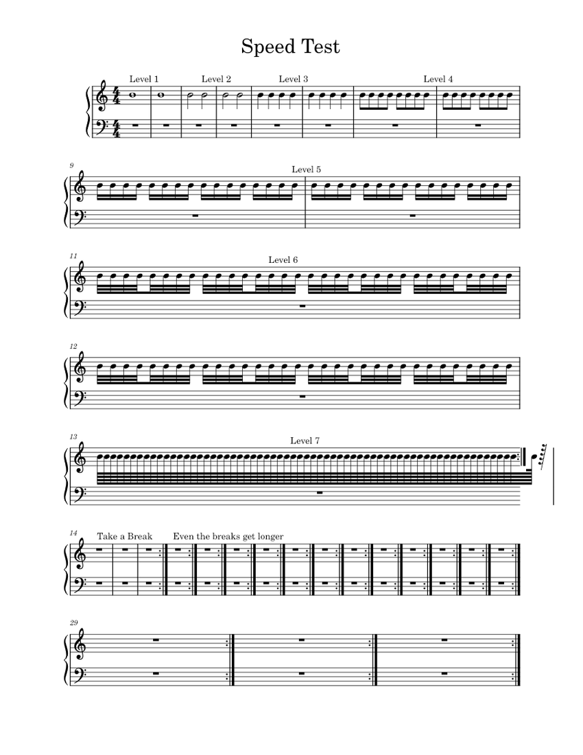 Speed test – None SPEED TEST Sheet music for Piano (Solo) Easy ...