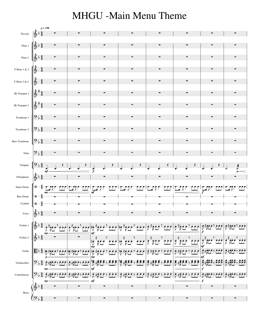 MHGU Main Menu Theme Sheet Music for Trombone, Tuba, Vocals, Trombone ...