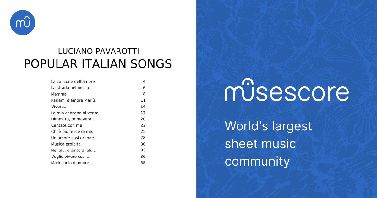 Popular Italian Songs - Luciano Pavarotti Sheet Music with Chords for ...