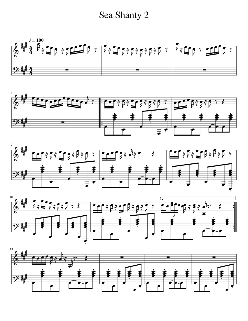 Sea Shanty 2 - Runescape Sheet Music for Piano (Solo) | MuseScore.com