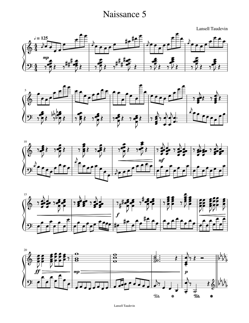 Naissance 5 by Lansell Taudevin Sheet music for Piano (Solo ...