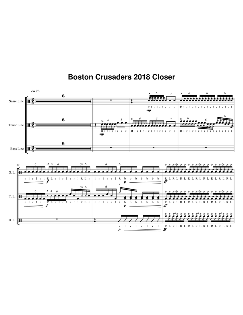 Boston Crusaders 2018 Closer Sheet music for Snare drum, Tenor drum ...