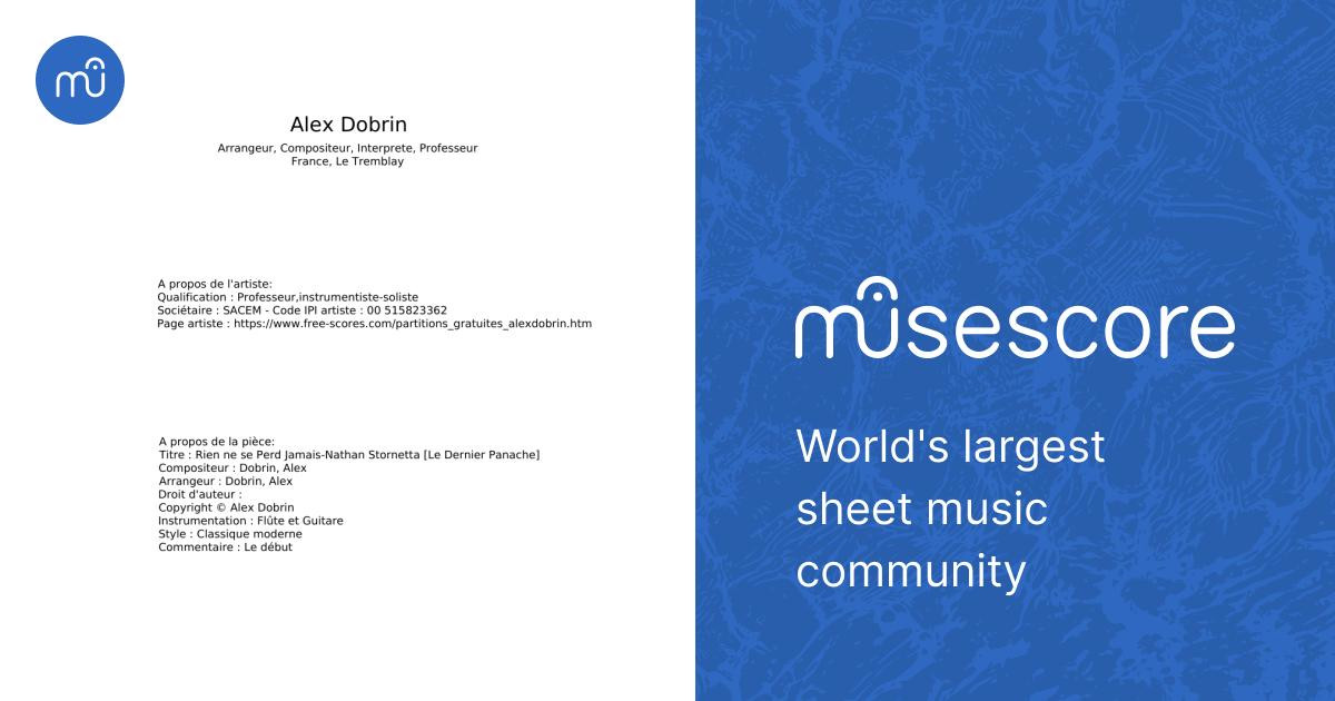 Rien ne se Perd Jamais-Nathan Stornetta - Alex Dobrin Sheet Music with ...