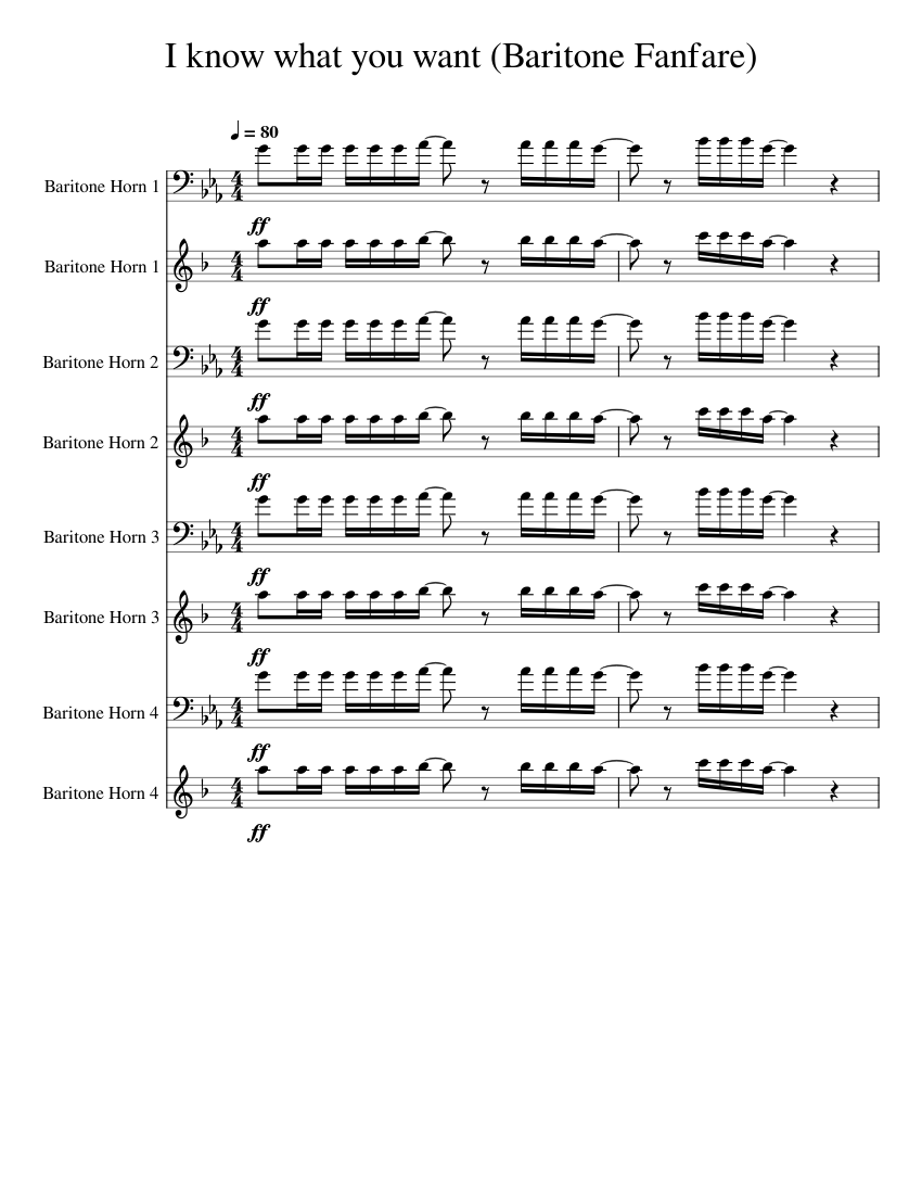 I_know_what_you_want_(Baritone_Fanfare) Sheet music for Baritone horn ...
