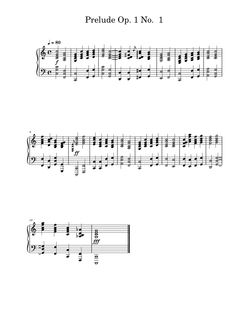 Prelude Op. 1 No. 1 Sheet music for Piano (Solo) Easy | Musescore.com