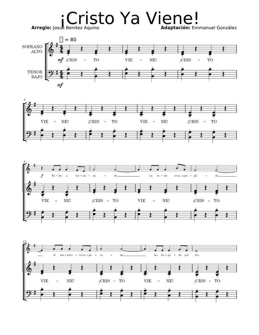 CRISTO YA VIENE Sheet music for Violin, Strings group (SATB ...