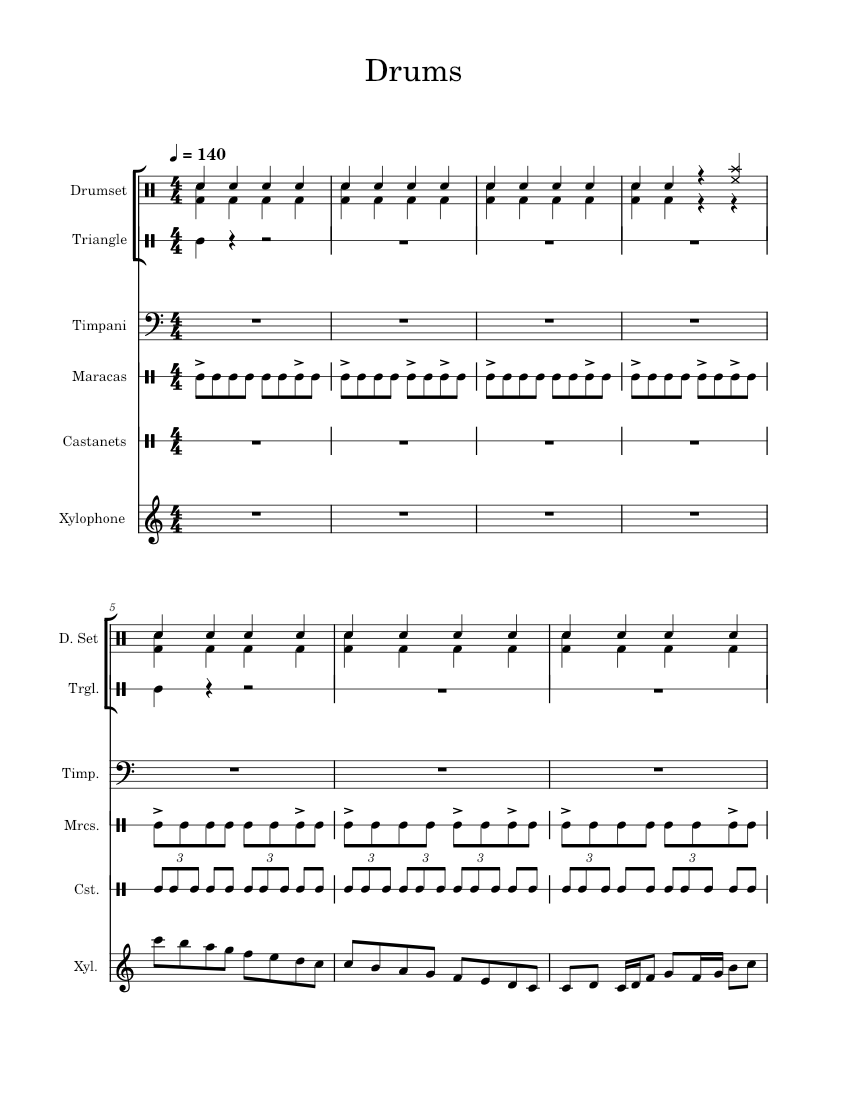 Drums Sheet music for Timpani, Drum group, Xylophone, Triangle & more ...