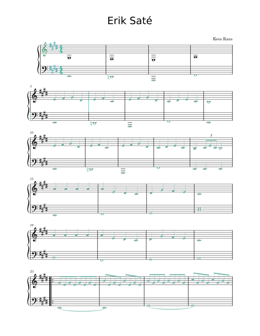 Erik Saté – Kees Kaas Sheet music for Piano (Solo) Easy | Musescore.com