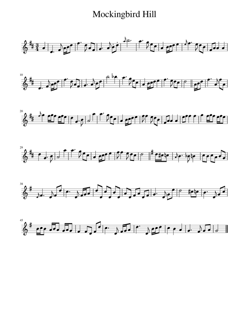 Mockingbird Hill Sheet Music for Piano (Solo) easy | MuseScore.com