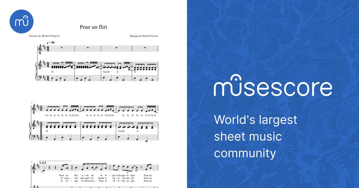 Pour un flirt – Michel Delpech Roland Vincent Sheet Music with Chords for Piano, Vocals (Piano ...