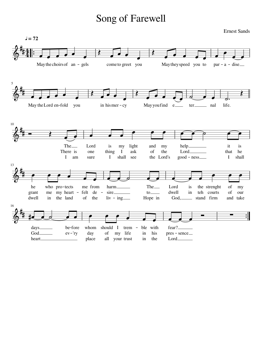 Song of Farewell Sheet music for Piano (Solo) | Musescore.com
