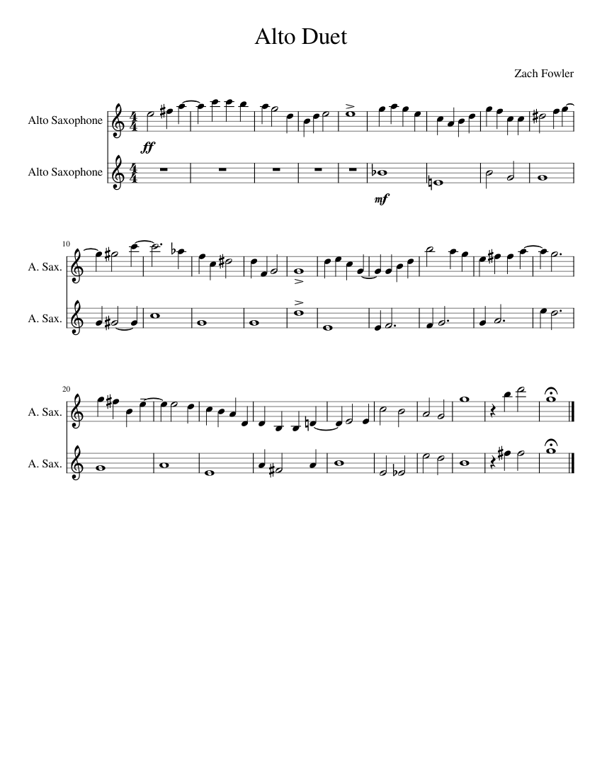 Alto Duet Sheet music for Saxophone alto (Woodwind Duet) | Musescore.com