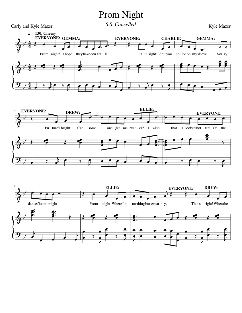 14. Prom Night Sheet music for Piano, Vocals (Piano-Voice) | Musescore.com