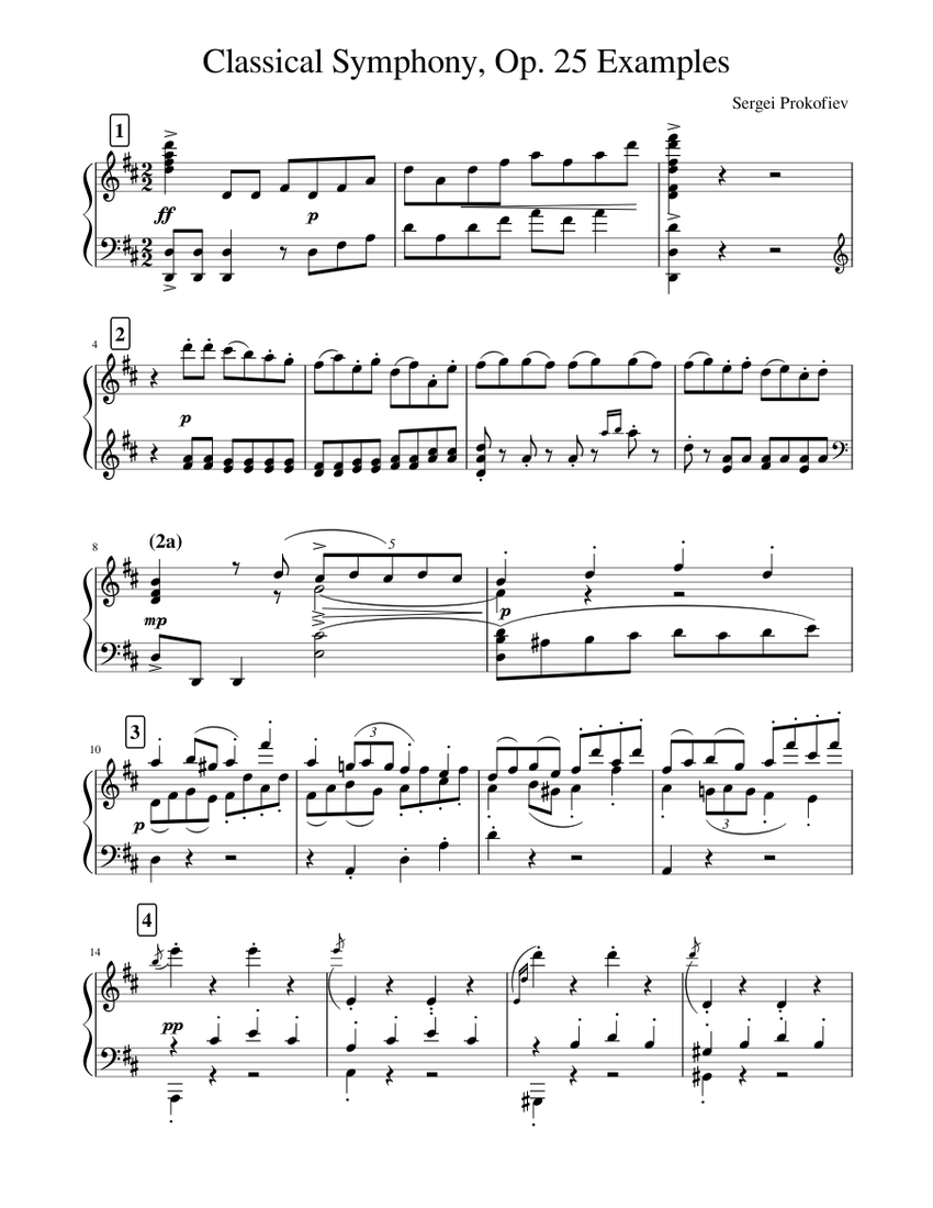 Classical Symphony Op 25 Examples complete Sheet music for Piano (Solo ...