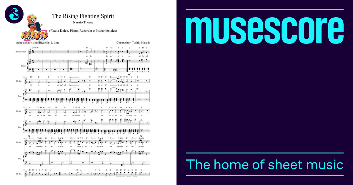 Naruto - The Rising Fighting Spirit, Flauta Dulce, Recorder, Piano ...