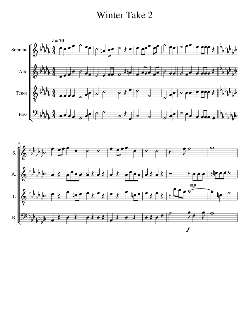 Winter_Take_2 Sheet music for Soprano, Alto, Tenor, Bass voice (Choral ...