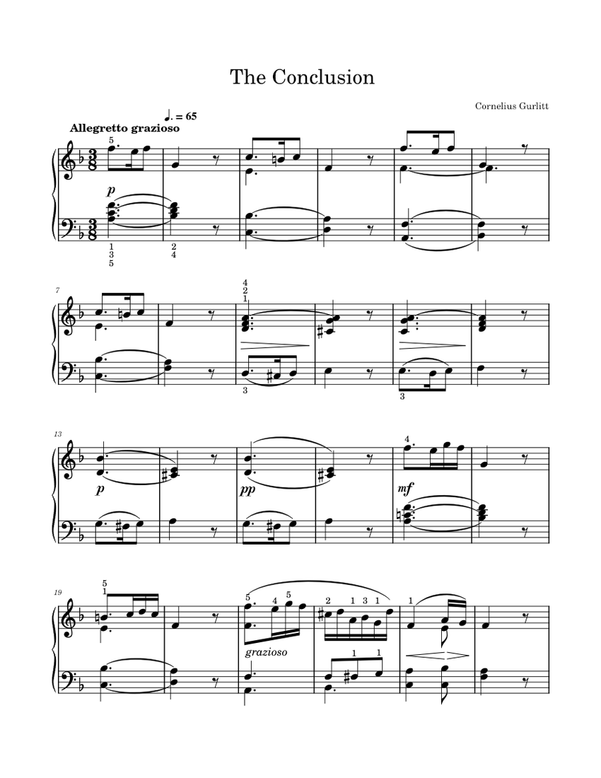 The Conclusion – Cornelius Gurlitt Sheet Music for Piano (Solo) Easy ...