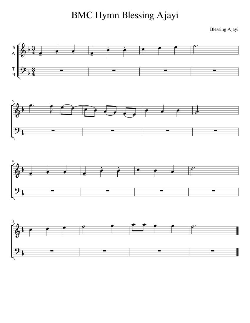 BMC_Hymn_Blessing_Ajayi Sheet Music for Female, Male (Choral ...