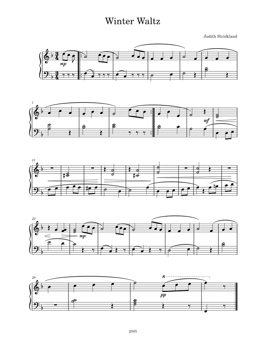 Winter Waltz – Judith R. Strickland Winter Waltz Sheet music for Piano ...