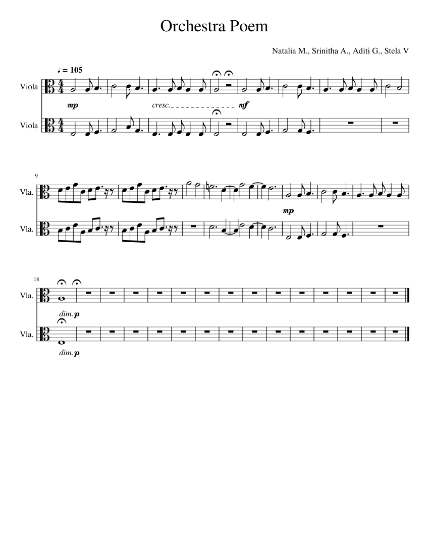 Orchestra Poem Sheet music for Viola (String Duet) | Musescore.com