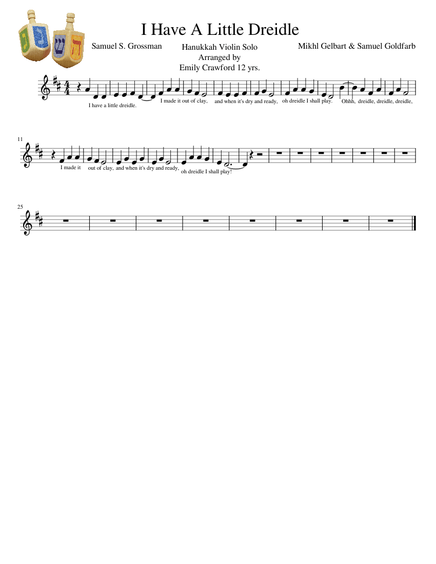 I Have a Little Dreidel – Hanukkah Sheet music for Violin (Solo ...
