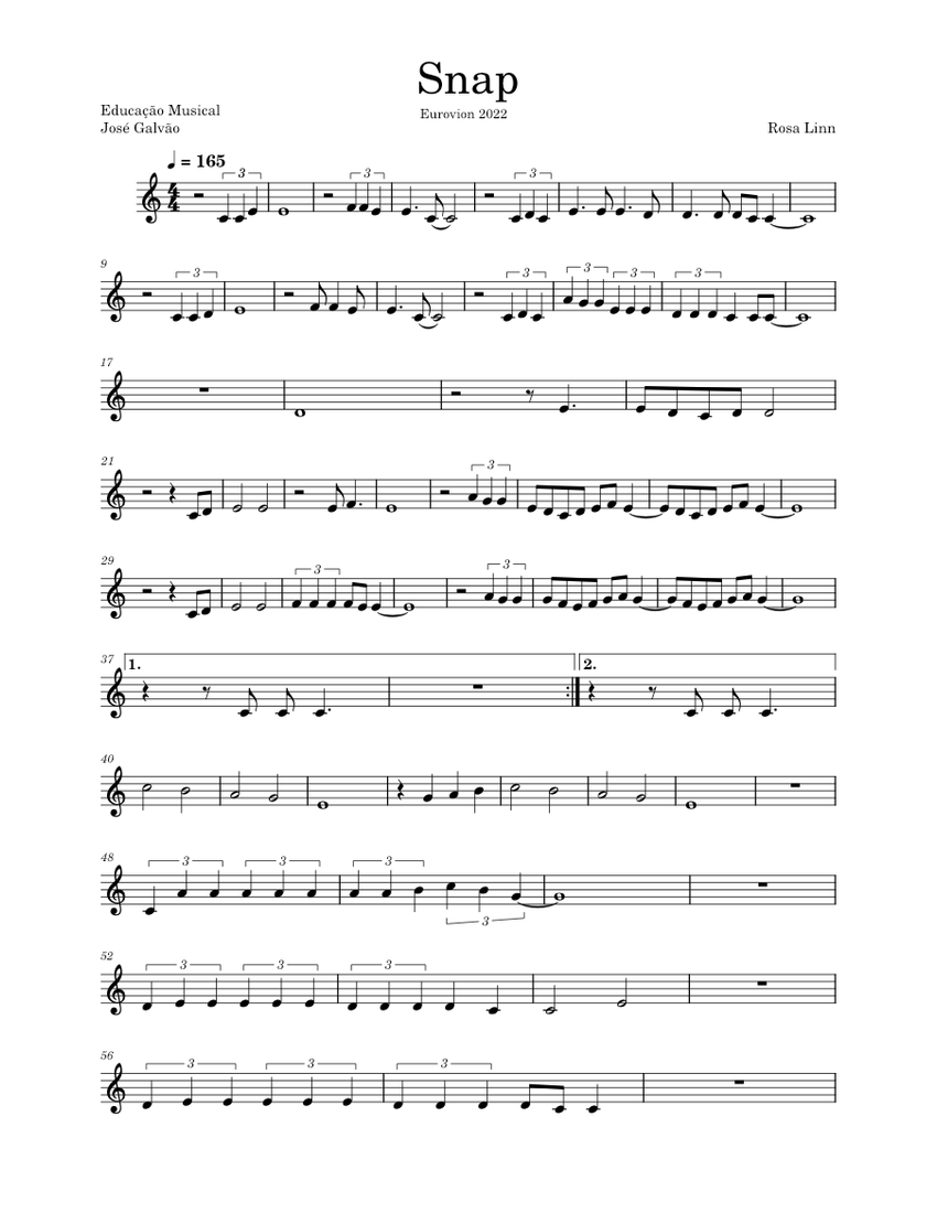 SNAP – Rosa Linn - Partitura Flauta - Educação Musical - José Galvão ...